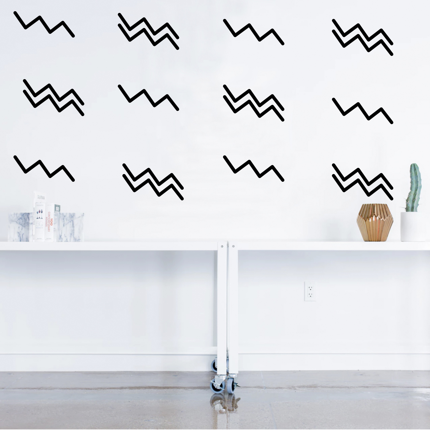 Set of 22 Zig Zag Patterns - Black Wall Art Decal Vinyl Sticker | eBay
