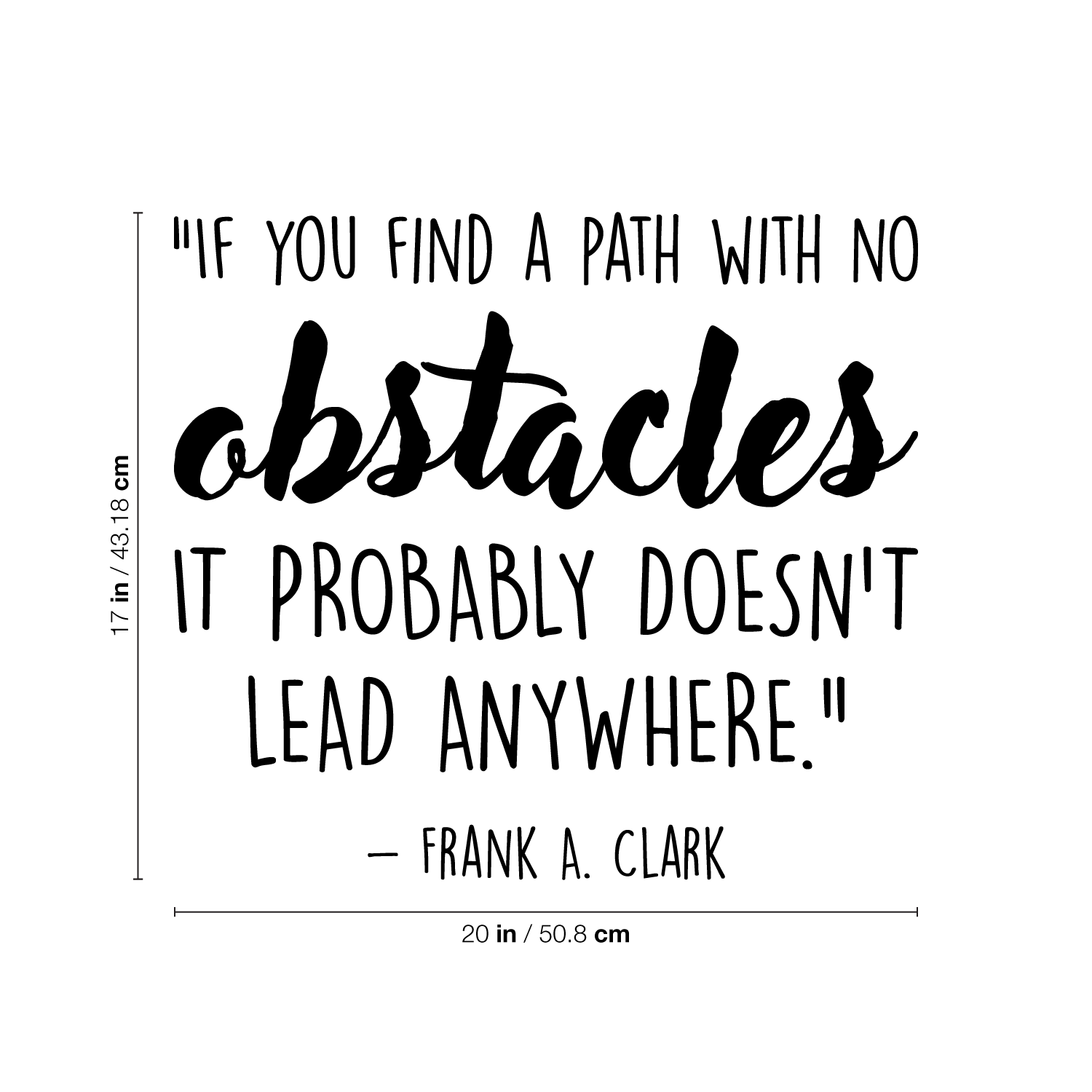 If You Find A Path with No Obstacles - Black 17" x 20" Wall Art Decal ...