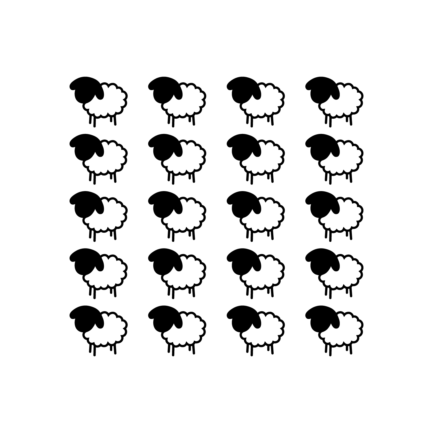 Set Of 20 Vinyl Wall Art Decal - Sheep Pattern - 4" x 5" Each - Cool ...