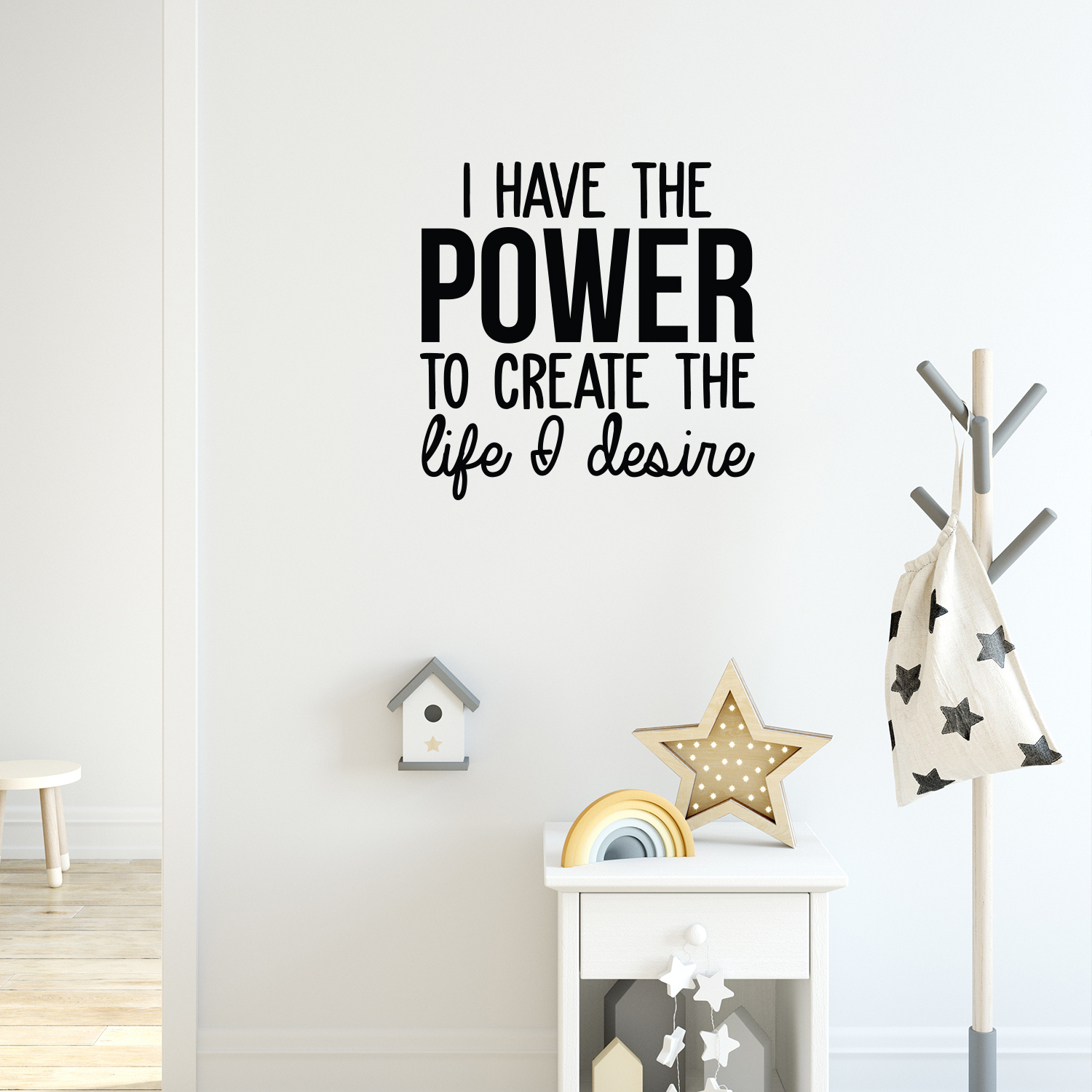 I Have The Power to Create The Life I Desire - Black 22" x 22" Wall ...