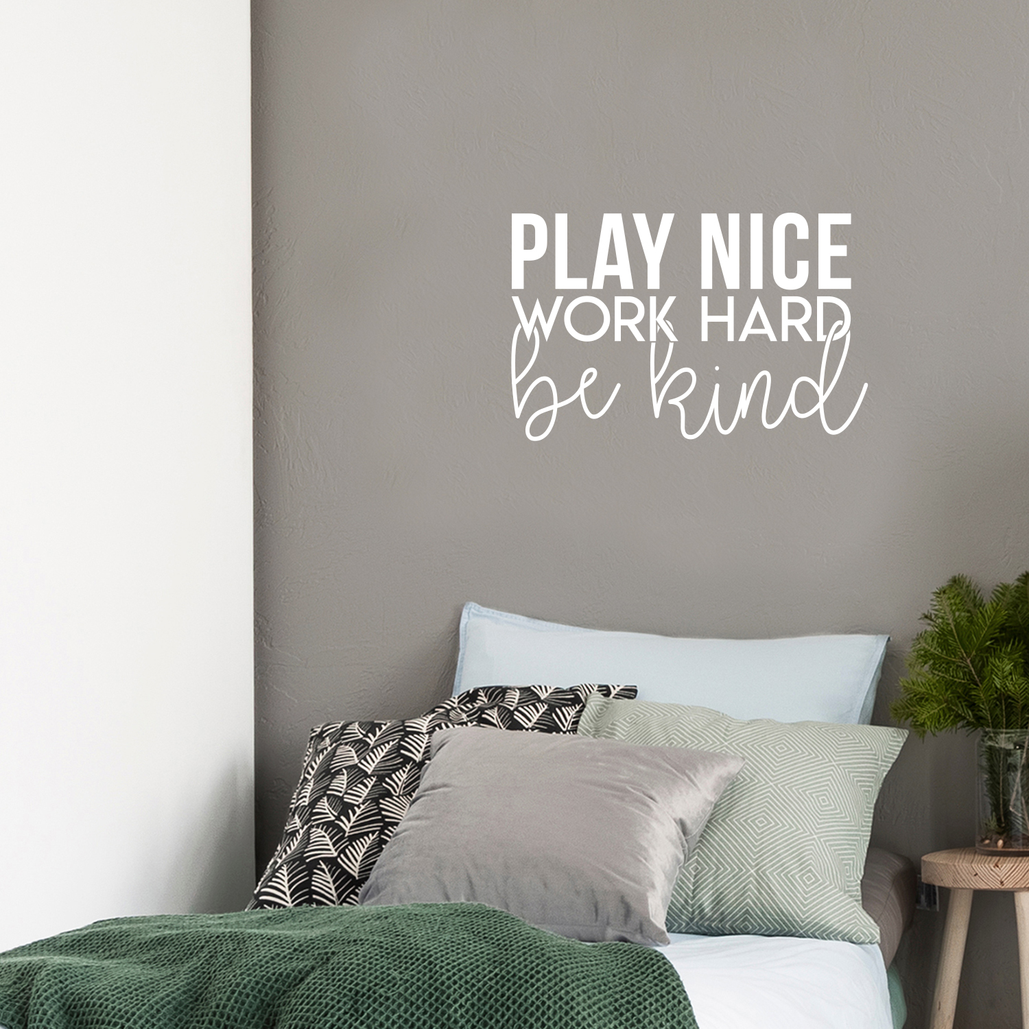 Play Nice Work Hard Be Kind - White 16" x 25" Wall Art Decal Vinyl ...