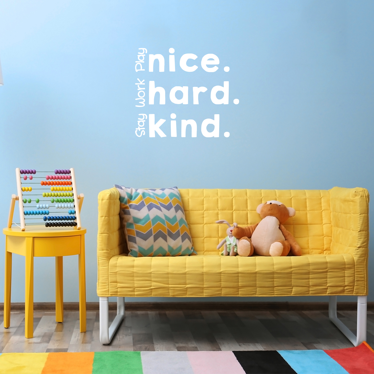 Play Nice Work Hard Stay Kind - White 19" x 22" Wall Art Decal Vinyl ...