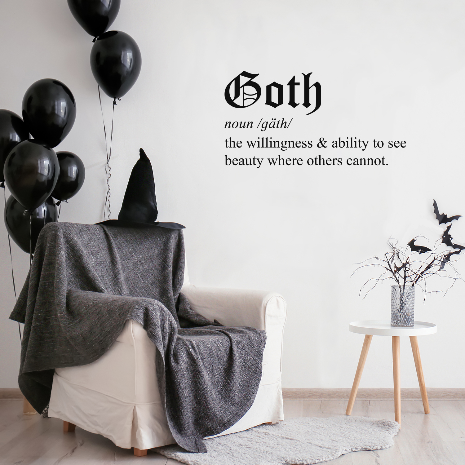 Vinyl Wall Art Decal - Goth - 16" x 30" - Trendy Spooky Cute Halloween ...