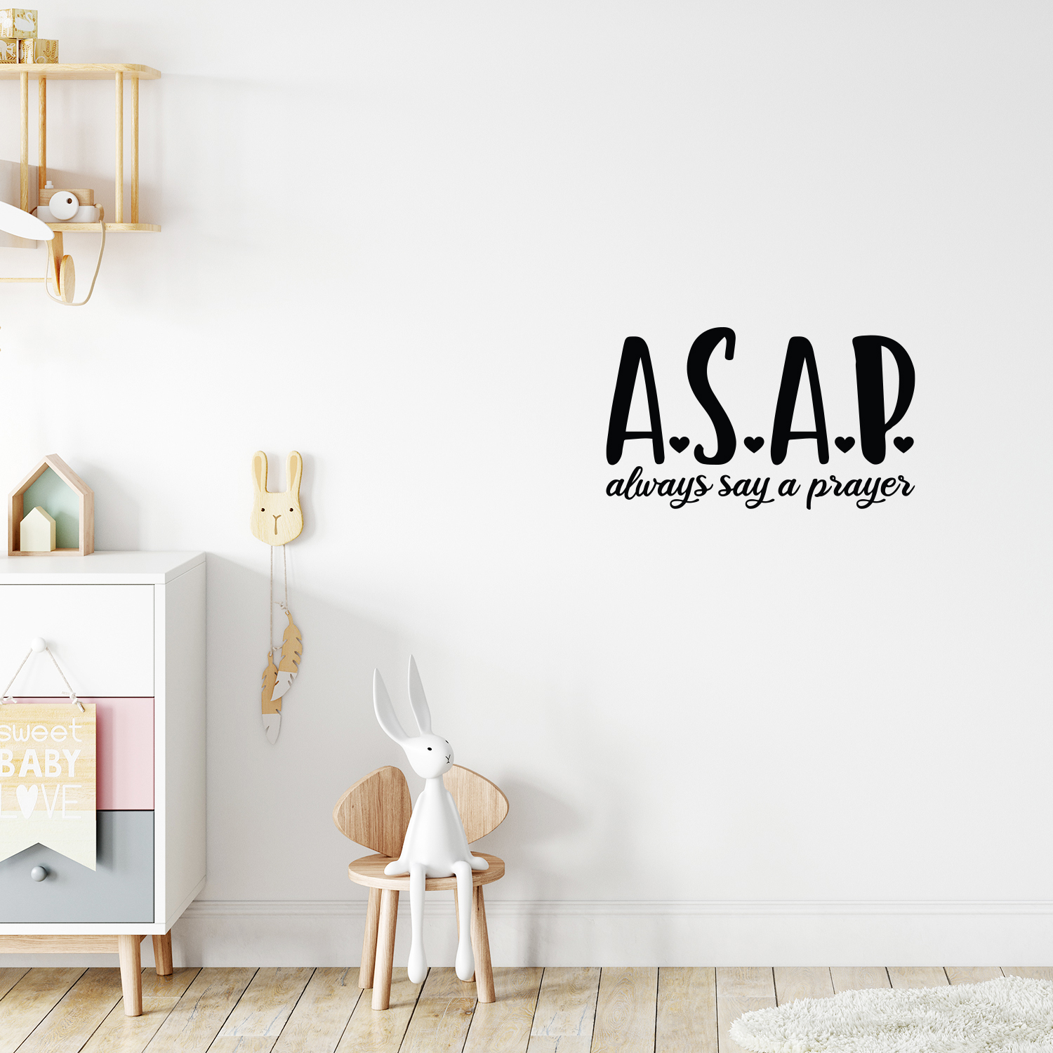 ASAP. Always Say A Prayer - Black 13" x 22" Wall Art Decal Vinyl ...