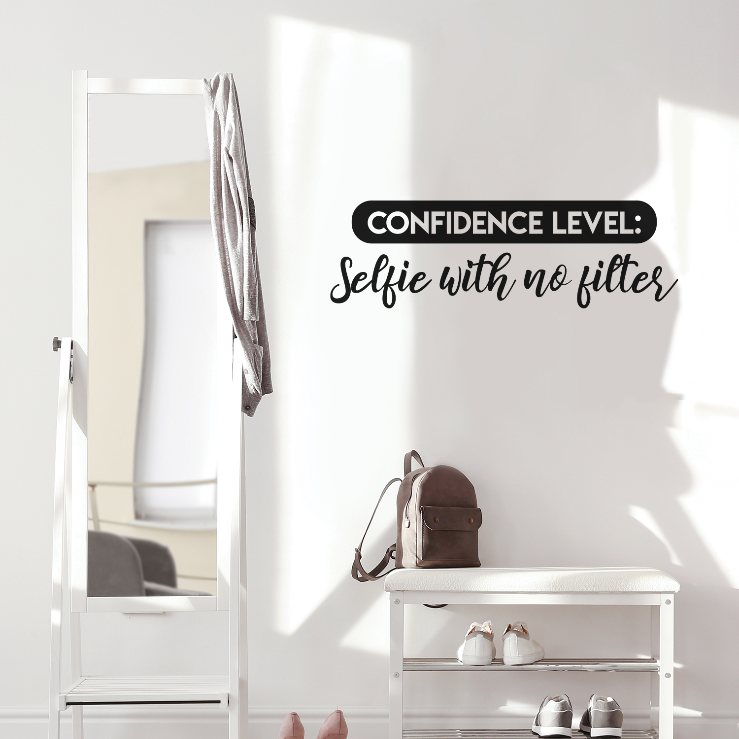 Confidence Level: Selfie with No Filter - Black 10" x 32" Wall Art ...