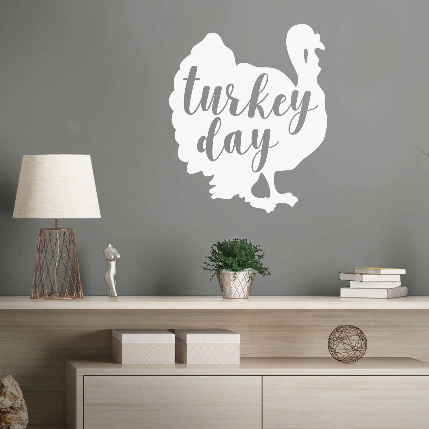 Turkey Day - White 26" x 22" Wall Art Decal Vinyl Sticker | eBay