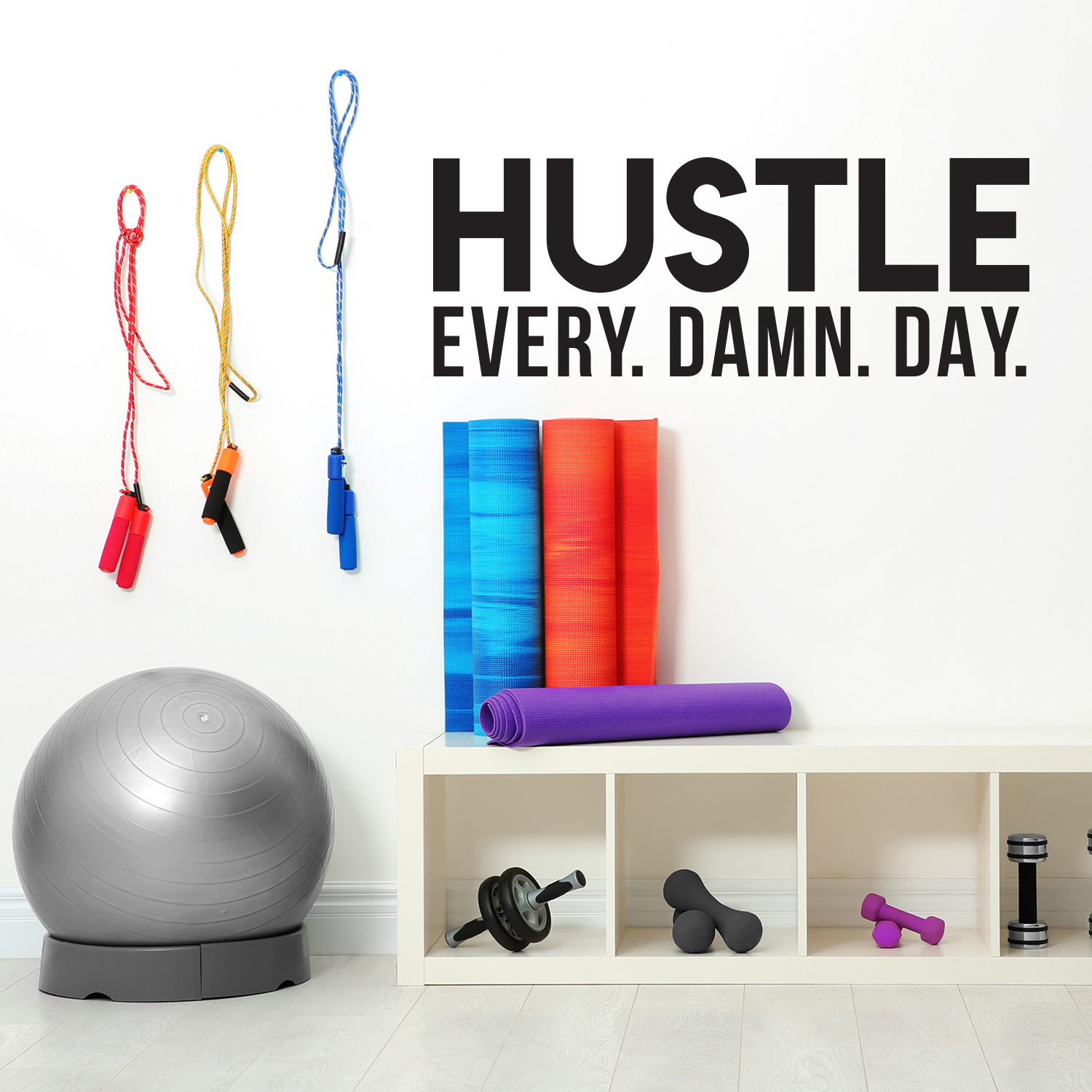 Hustle Every. Damn. Day - Black 22" x 60" Wall Art Decal Vinyl Sticker ...