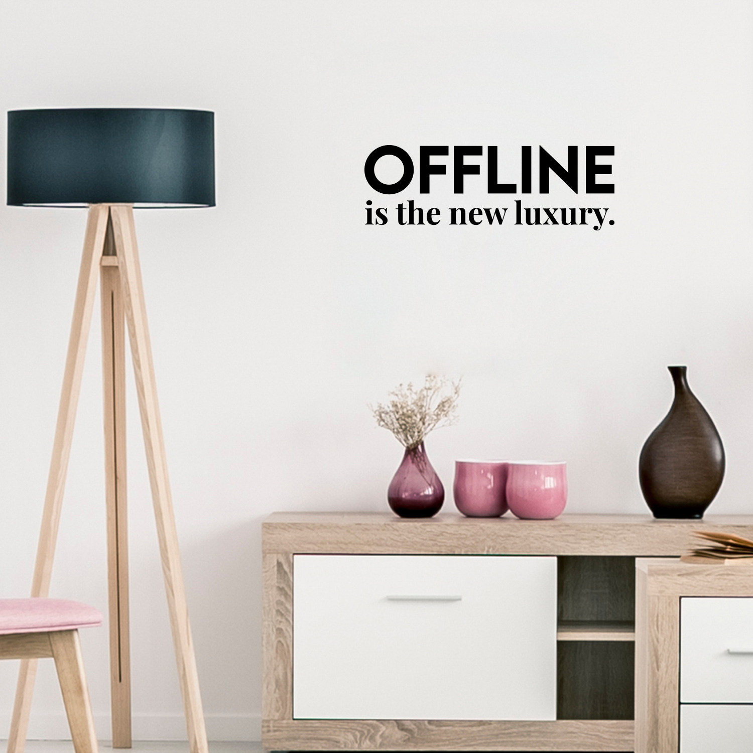 Offline is The New Luxury - Black 7.5" x 22" Wall Art Decal Vinyl ...