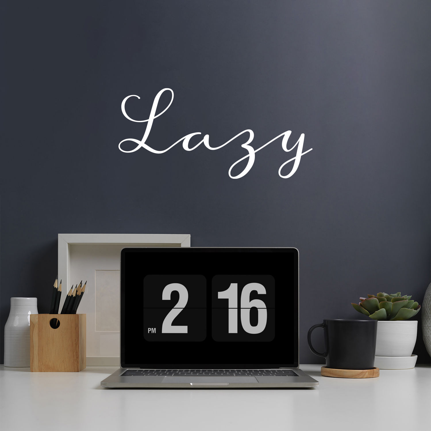 Lazy - White 7" x 15" Wall Art Decal Vinyl Sticker | eBay