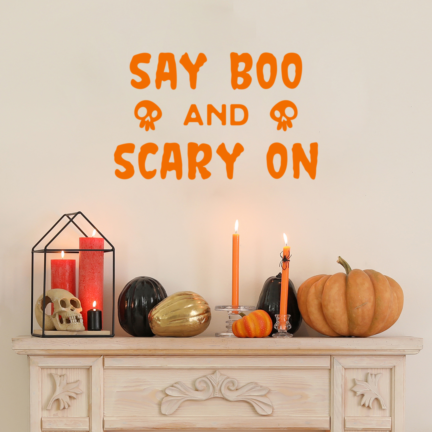 Say Boo and Scary On - Orange 17" x 27" Wall Art Decal Vinyl Sticker | eBay
