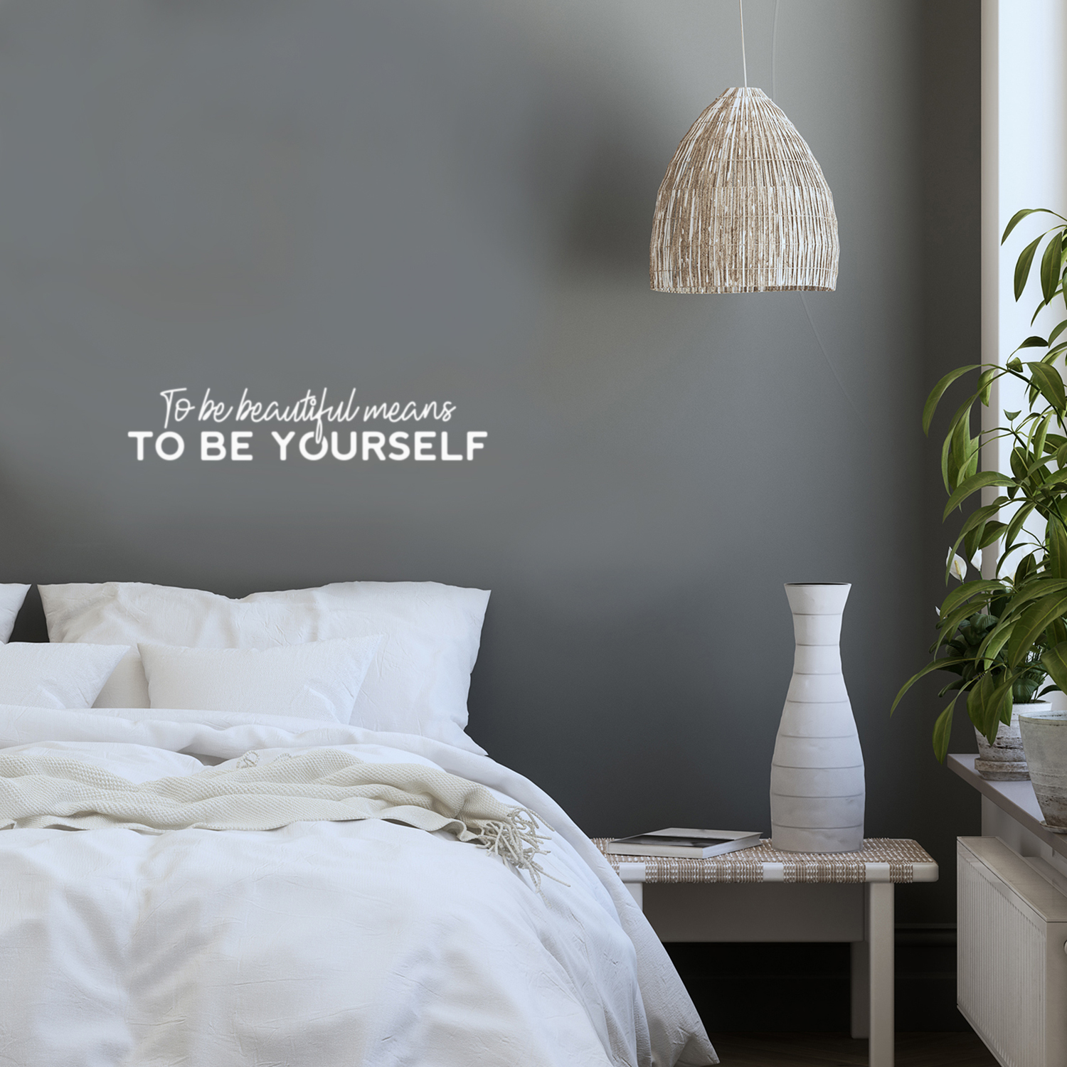 to Be Beautiful Means to Be Yourself - White 5" x 25" Wall Art Decal ...