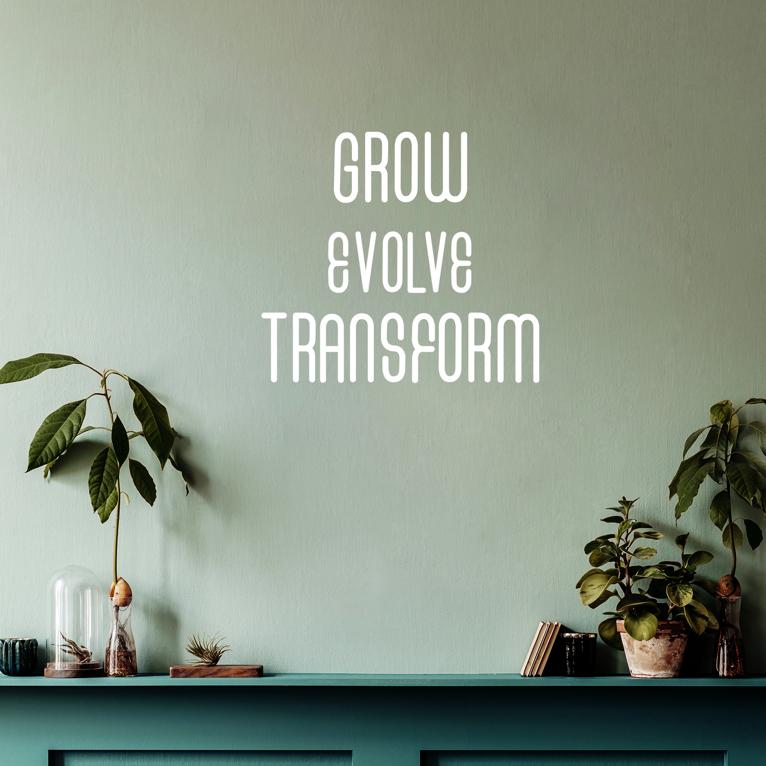 Grow Evolve Transform - White 18.5" x 17" Wall Art Decal Vinyl Sticker ...