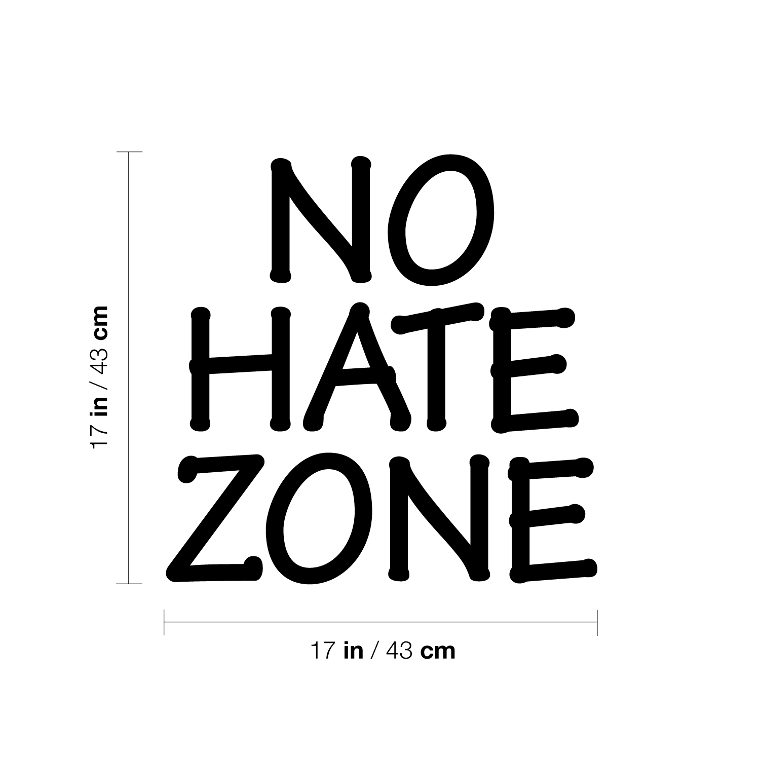 No Hate Zone - Black 17" x 17" Wall Art Decal Vinyl Sticker | eBay
