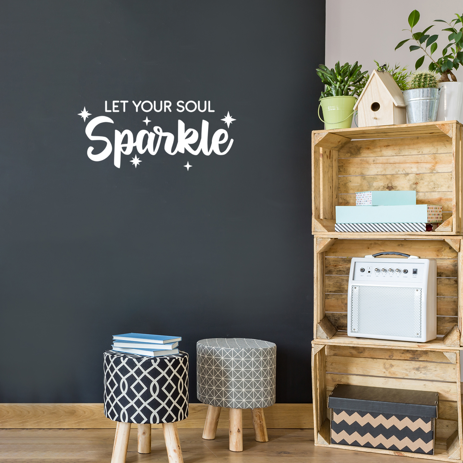 Let Your Soul Sparkle - White 11.5" x 26" Wall Art Decal Vinyl Sticker ...