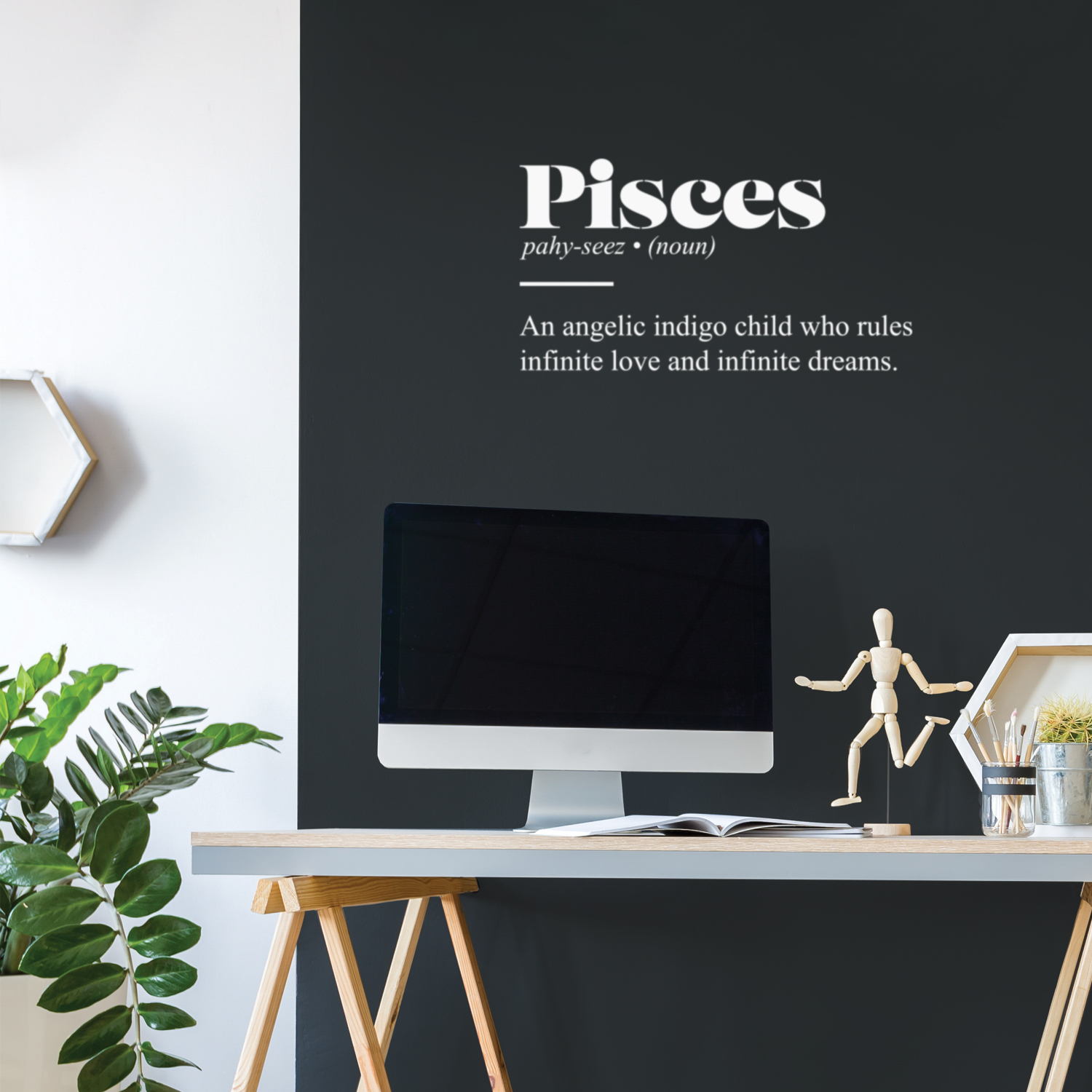 Pisces Zodiac Sign Definition - White 13.5" x 25" Wall Art Decal Vinyl ...