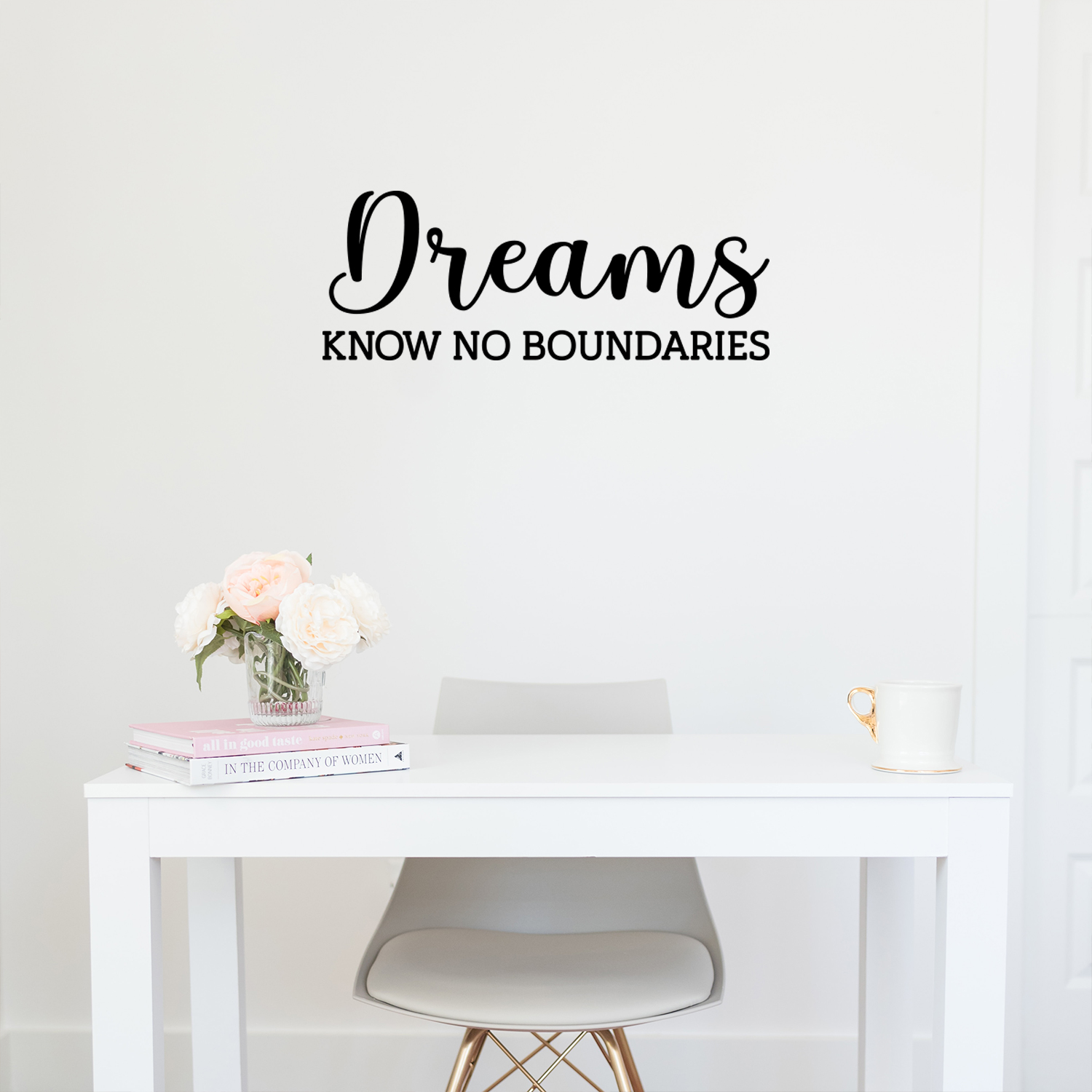 Dreams Know No Boundaries - Black 10.5" x 28" Wall Art Decal Vinyl ...