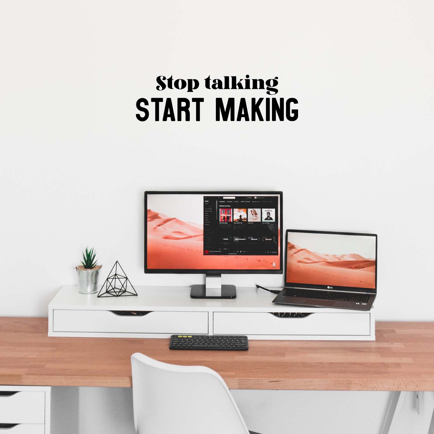 Stop Talking Start Making - Black 7.5" x 26" Wall Art Decal Vinyl ...