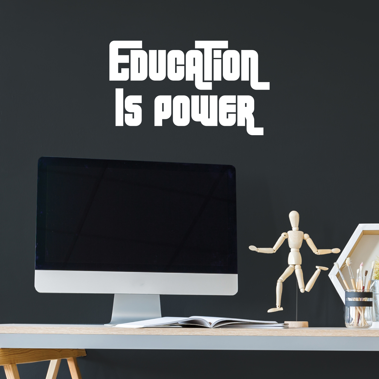 Education is Power - White 11.8" x 20" Wall Art Decal Vinyl Sticker | eBay