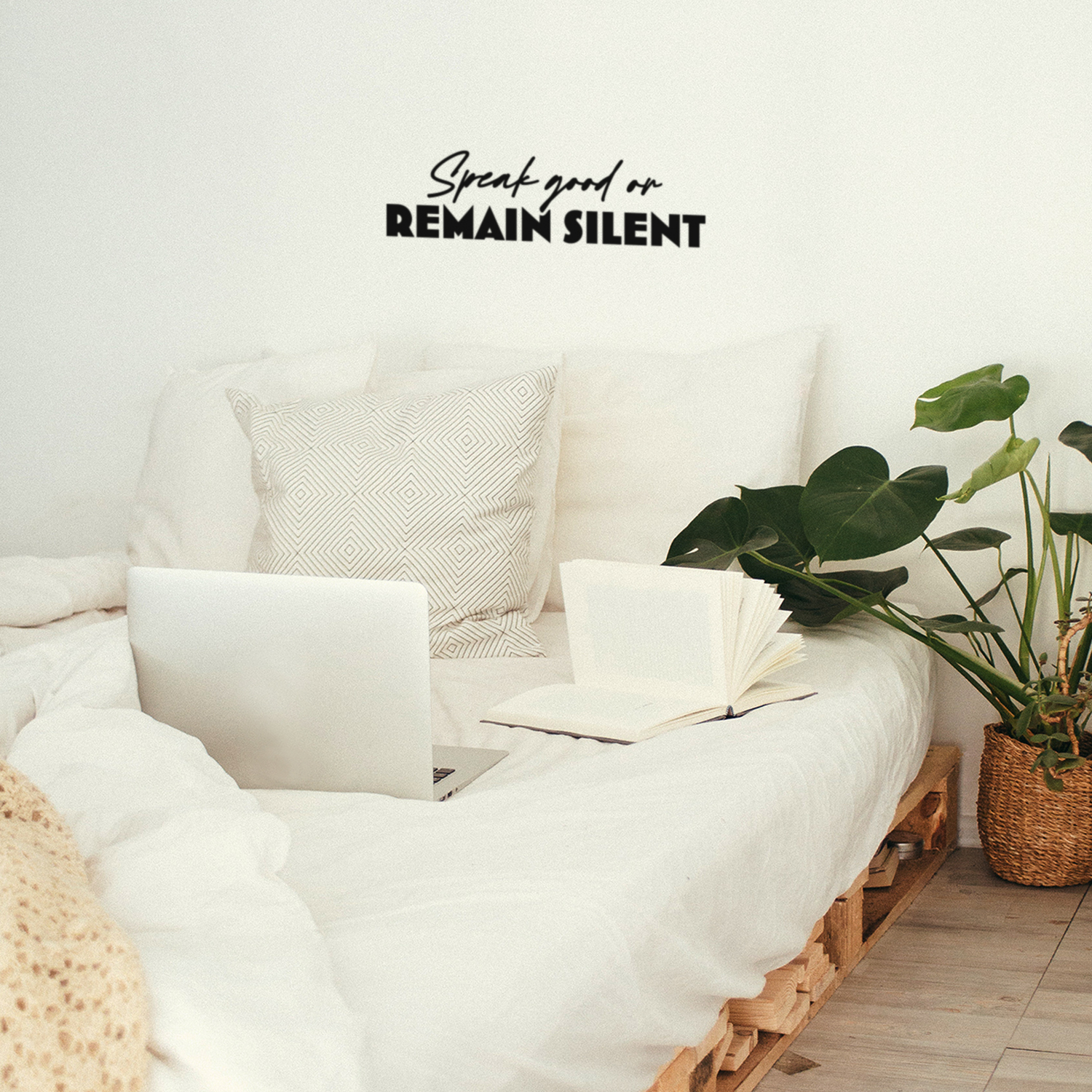 Speak Good Or Remain Silent - Black 7" x 25" Wall Art Decal Vinyl ...