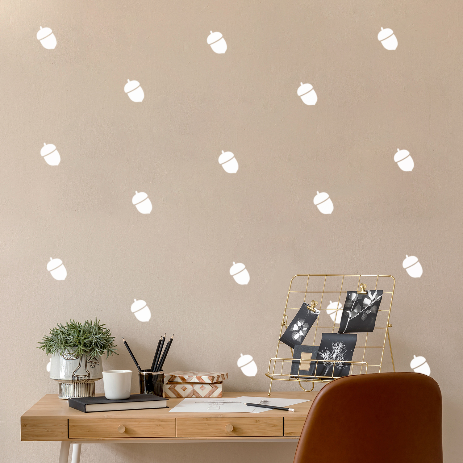 Set of 25 Acorn Pattern - White 4" x 4" Wall Art Decal Vinyl Sticker | eBay