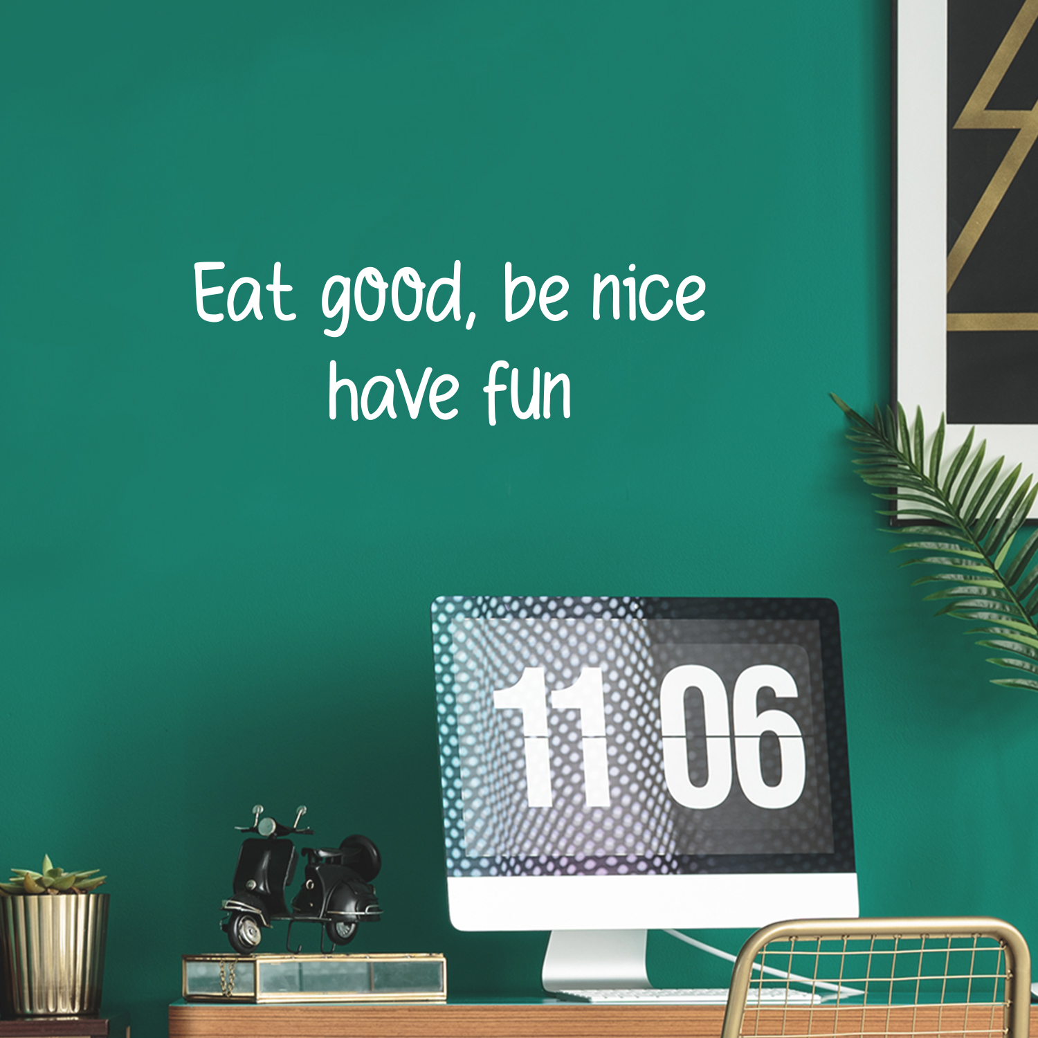 Eat Good Be Nice Have Fun - White 9.5" x 30" Wall Art Decal Vinyl ...