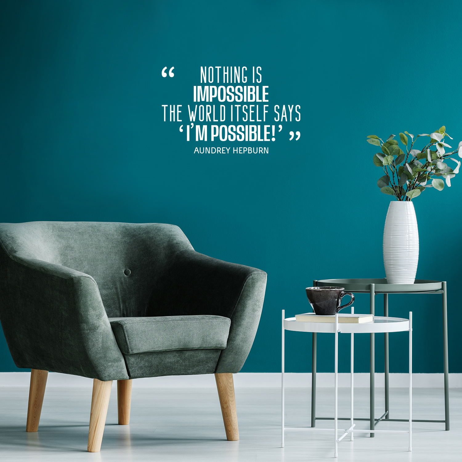 Nothing is Impossible - White 15.7" x 25" Wall Art Decal Vinyl Sticker ...