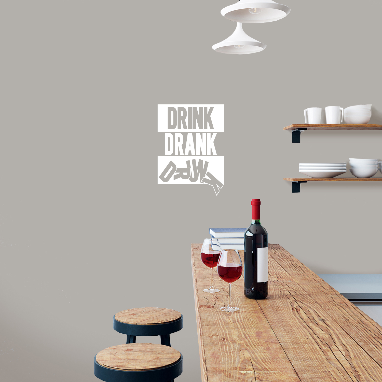 Drink Drank Drunk - White 24" x 17.5" Wall Art Decal Vinyl Sticker | eBay