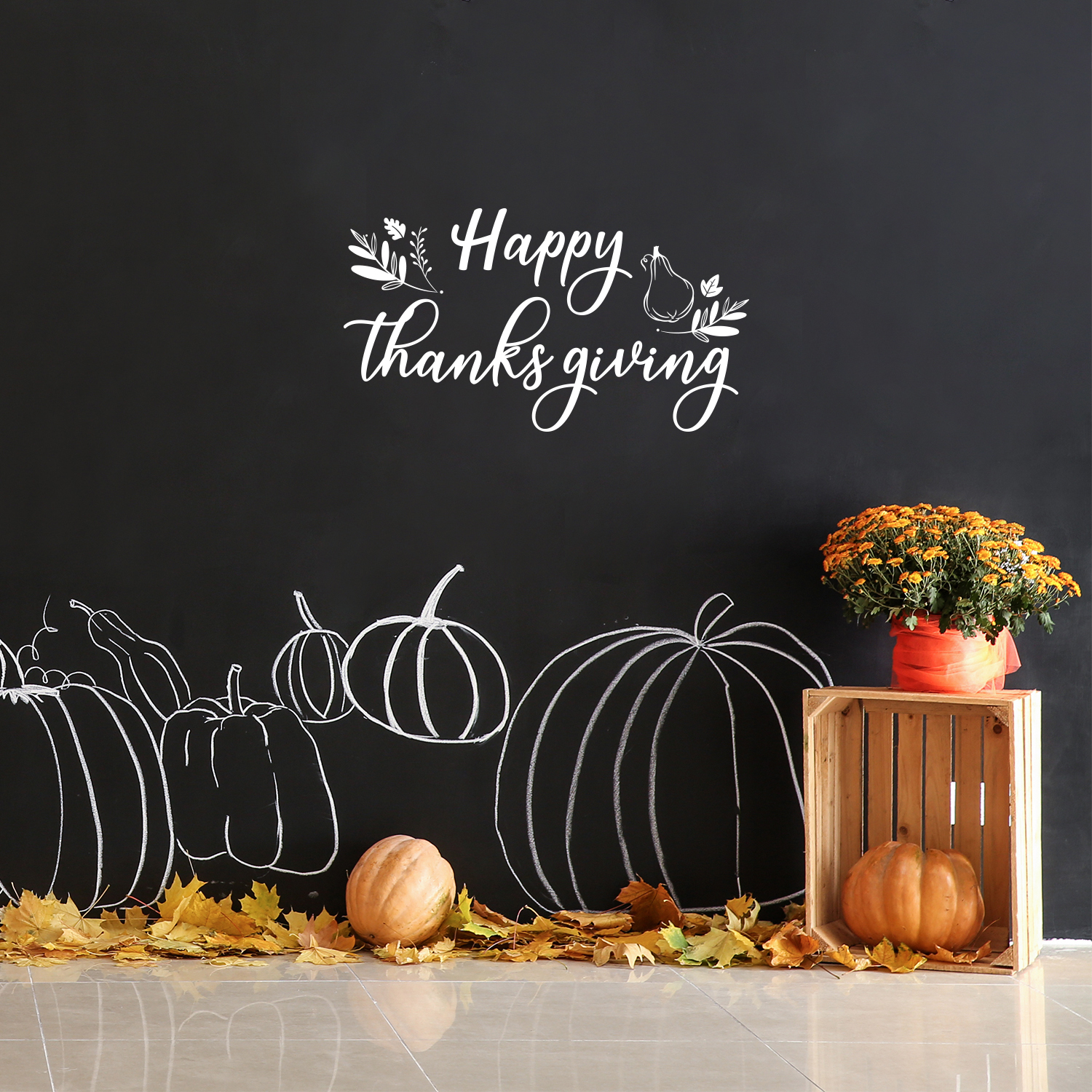 Happy Thanksgiving - White 16.5" x 30" Wall Art Decal Vinyl Sticker | eBay