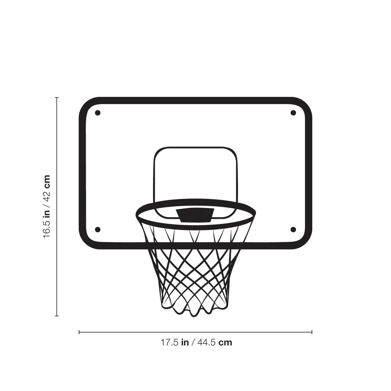 Basketball Backboard - Black 16.5" x 17.5" Wall Art Decal Vinyl Sticker ...