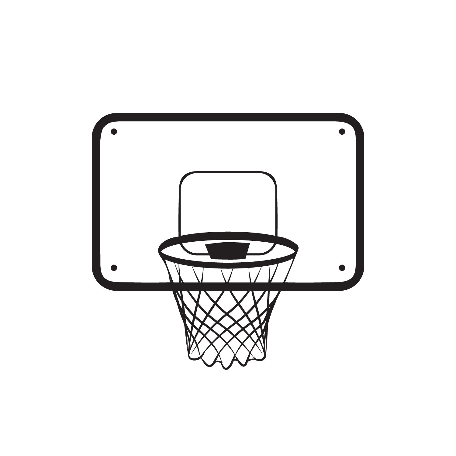 Basketball Backboard - Black 16.5" x 17.5" Wall Art Decal Vinyl Sticker ...